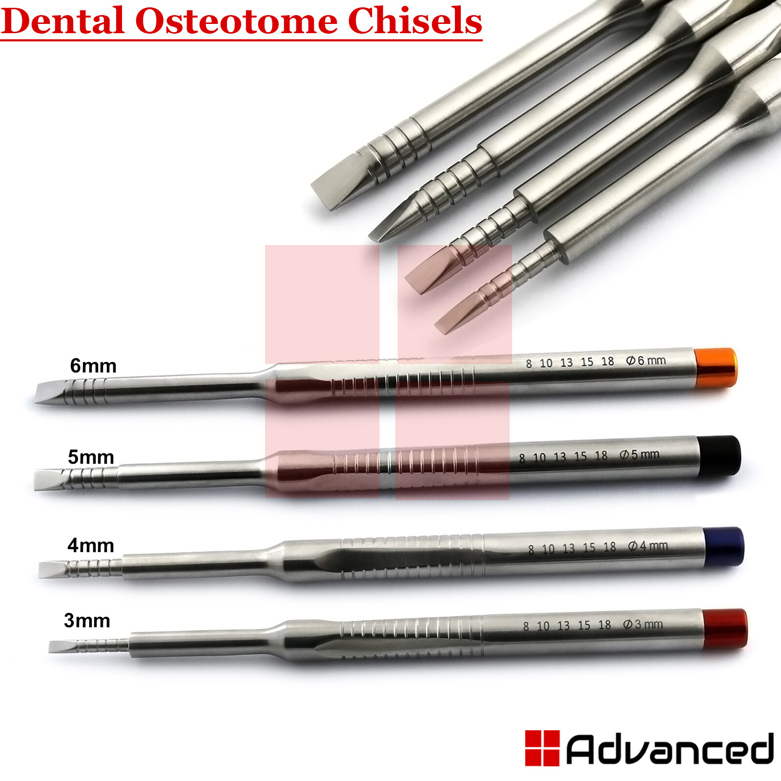 4Pcs Osteotome Chisels Dental Ridge Bone Splitting Implant Surgery ...