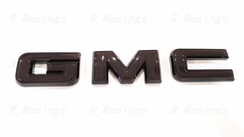 Front & Rear GMC Gloss Black OVERLAY Emblem Badge Fit GMC Acadia ...
