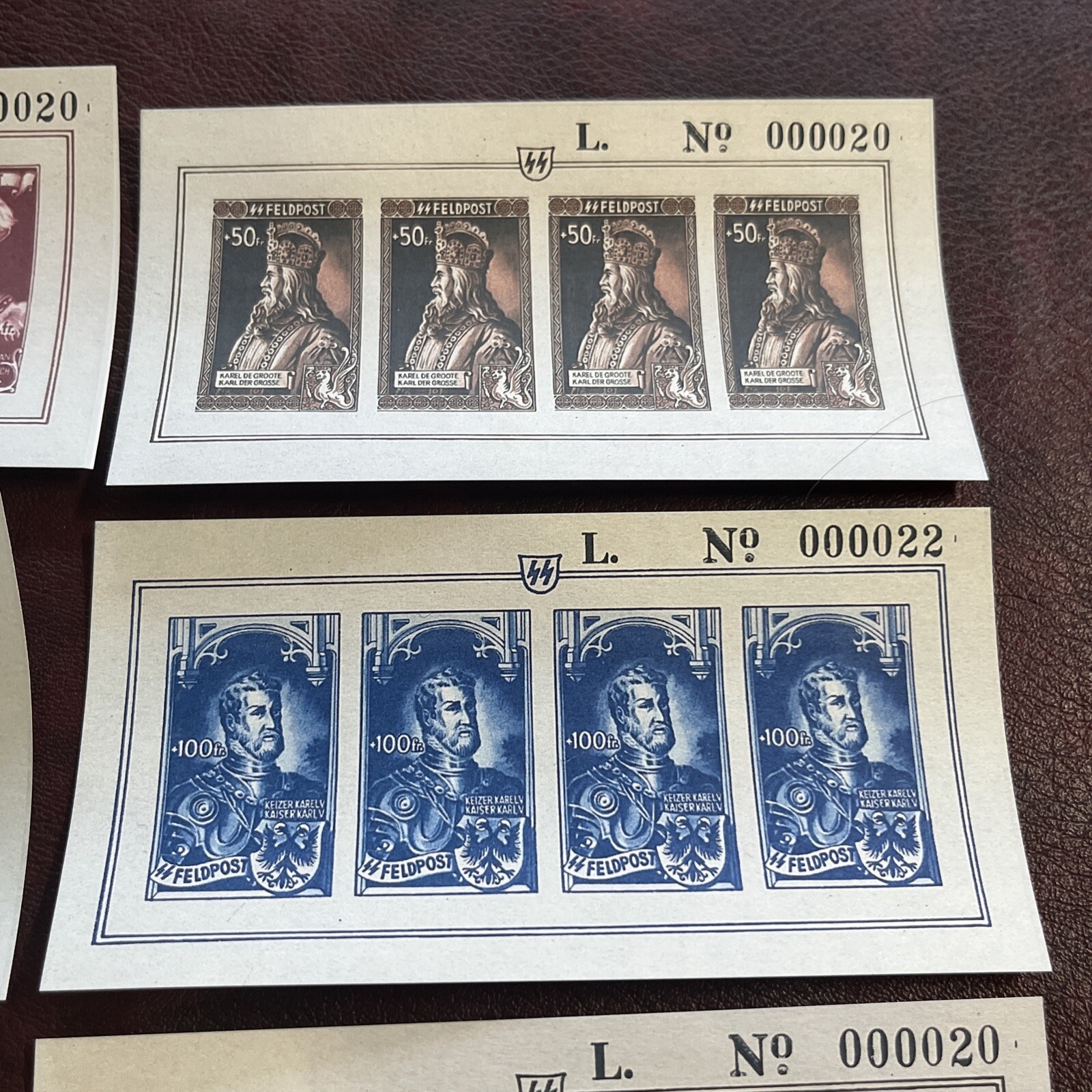 WWII WW2 German Waffen SS Stamps souvenir sheets Belgium Volunteers ...