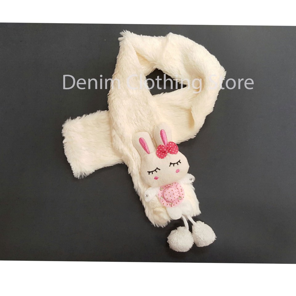 Girl's Kids Animal Bunny Fuzzy Cozy Super Soft SCARF Faux Fur Warm ...