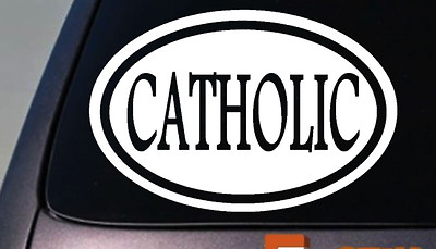 CATHOLIC STICKER DECAL OVAL POPE RELIGIOUS PRIEST CRUCIFIX JESUS MARY ...