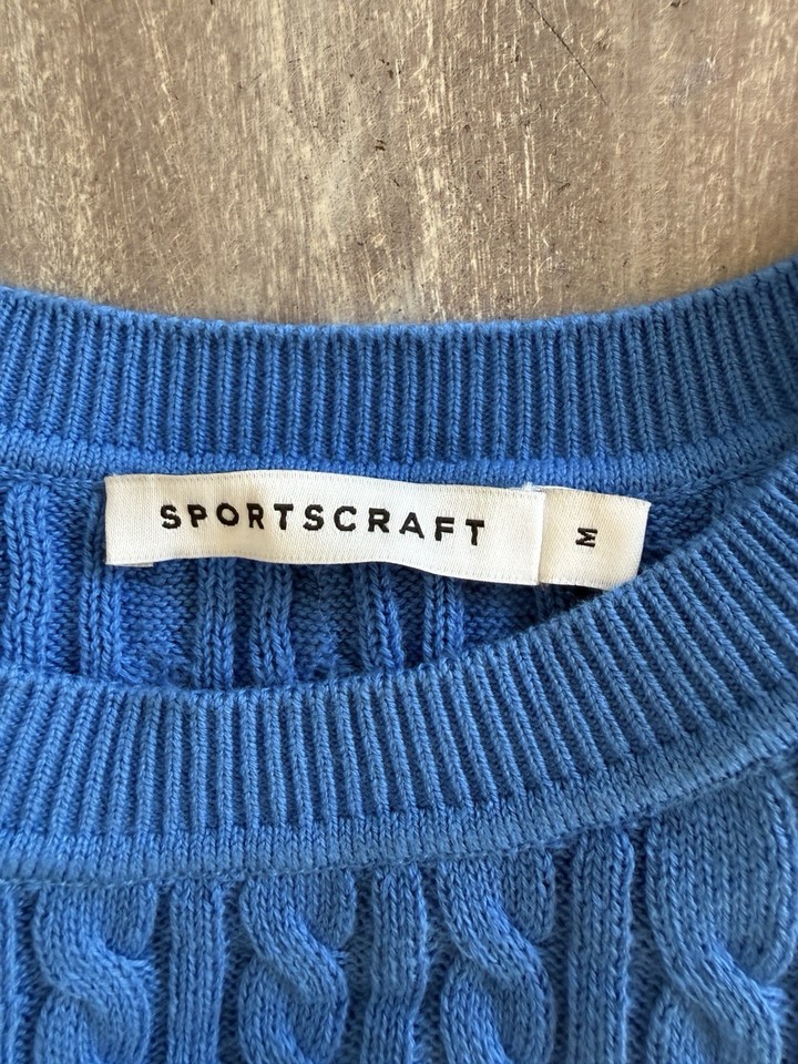SPORTSCRAFT Sz M Blue 100% Cotton Cable Knit Top | eBay Australia