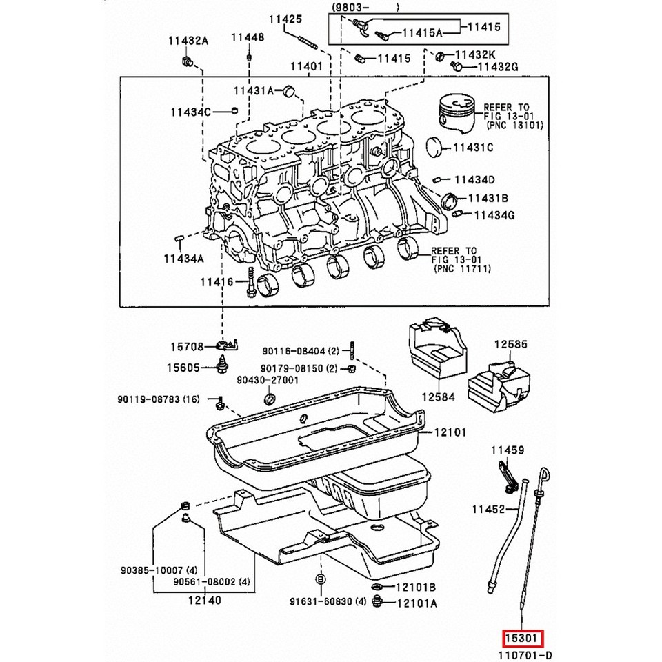 Engine Oil Dipstick Fit Toyota Hilux LN85 LN86 LN106 LN107 LN111 ...