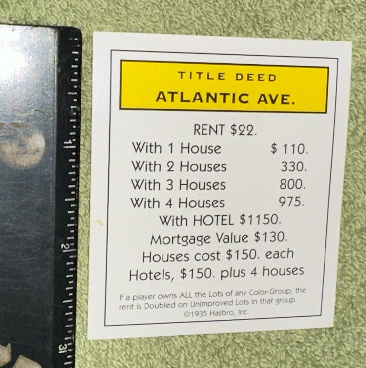 2007 Monopoly Board Game - 3 Yellow Property Cards Replacement | eBay