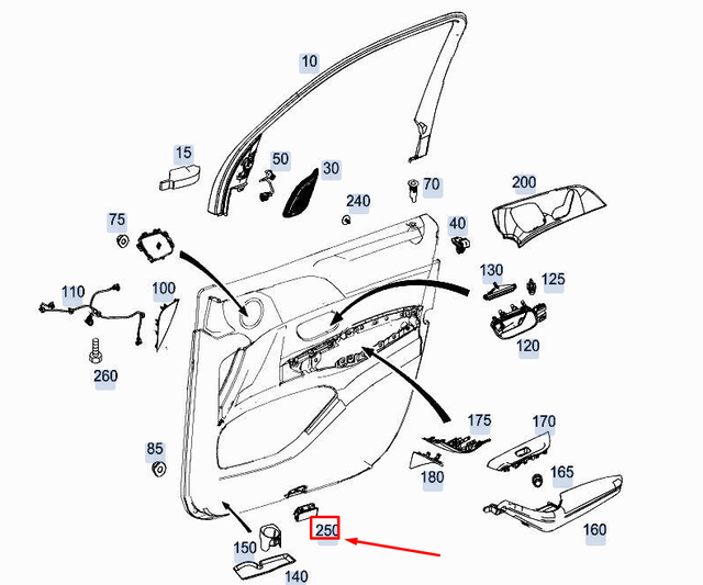 MERCEDES-BENZ GLE W167 Lower Door Paneling Interior Lamp A0009064405 ...