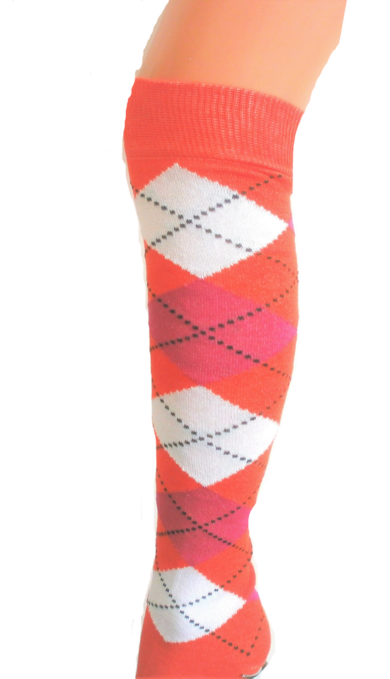 ARGYLE CHECK DIAMOND STRETCH LONG KNEE HIGH SOCKS PUB GOLF FANCY DRESS ...