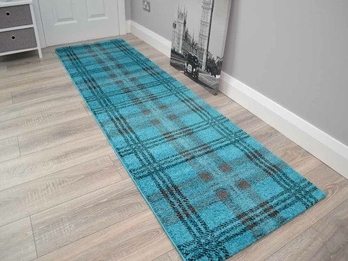 Tartan Living Room Rugs Modern Tweed Soft Long Runners Extra Large ...