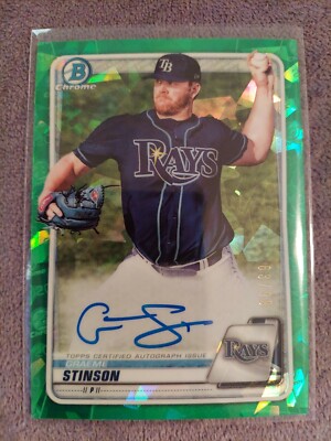 2020 Bowman Chrome Graeme Stinson Tampa Bay Rays Green Atomic Prospect ...