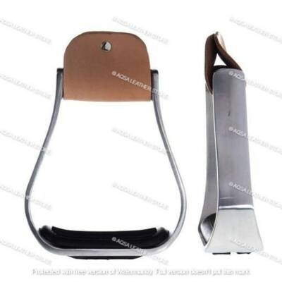 Saddle Leather Aluminum Stirrups Western Horse Barrel Silver Reining ...