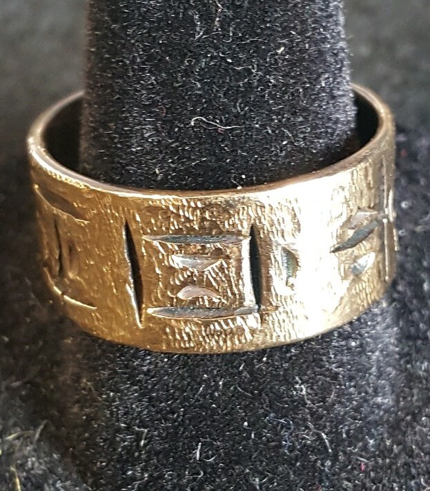 Vintage Ed Levin Solid 14K Gold Modernist Wedding Band Ring SZ 9.25-9.5 ...