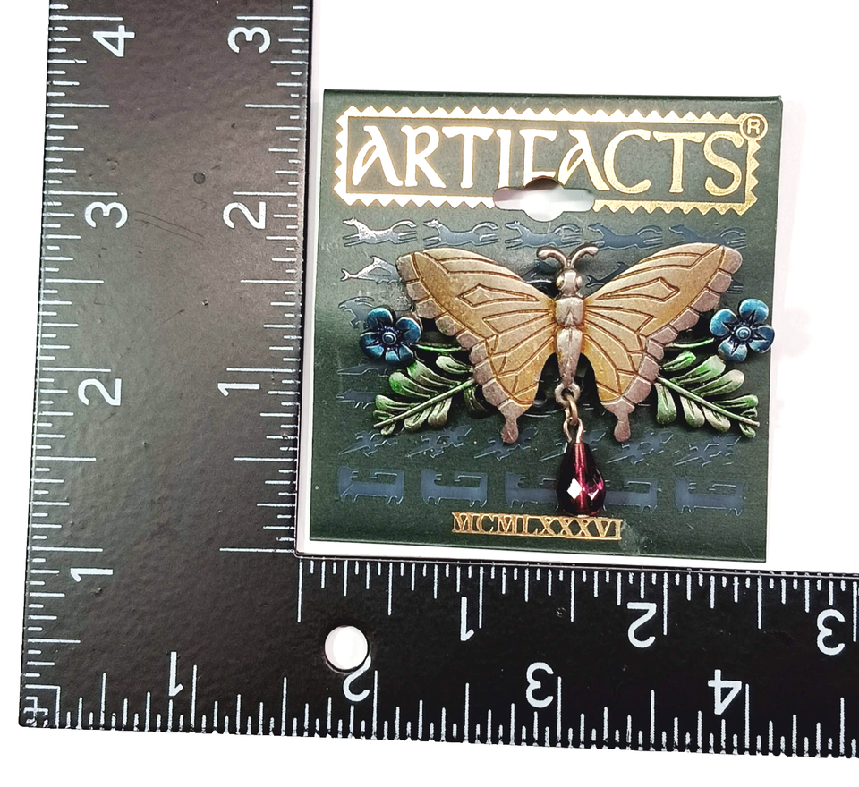 Vintage Artifacts JONETTE JJ Brooch Butterfly Flowers Briolette Dangle ...