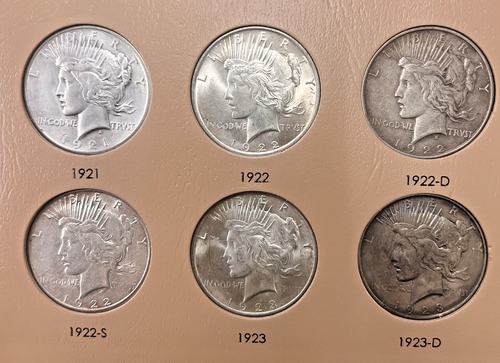 1921 -1935 PEACE DOLLAR COMPLETE SET IN DANSCO ALBUM 24 COINS MANY HIGH ...