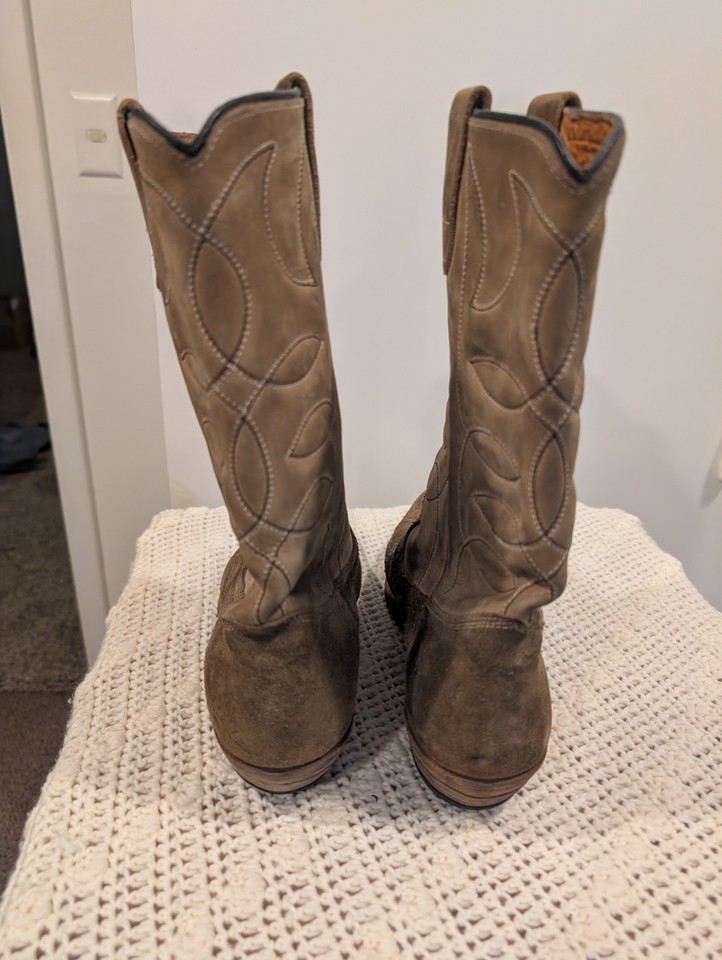 TEXAS BOOT CO. RUFF OUT MENS LEATHER SUEDE WESTERN/COWBOY RODEO BOOTS ...