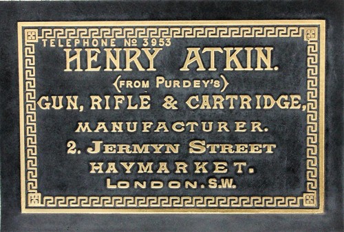 SHOTGUN GUN PRESENTATION CUSTOM CASE TRADE LABEL for HENRY ATKIN purdey ...