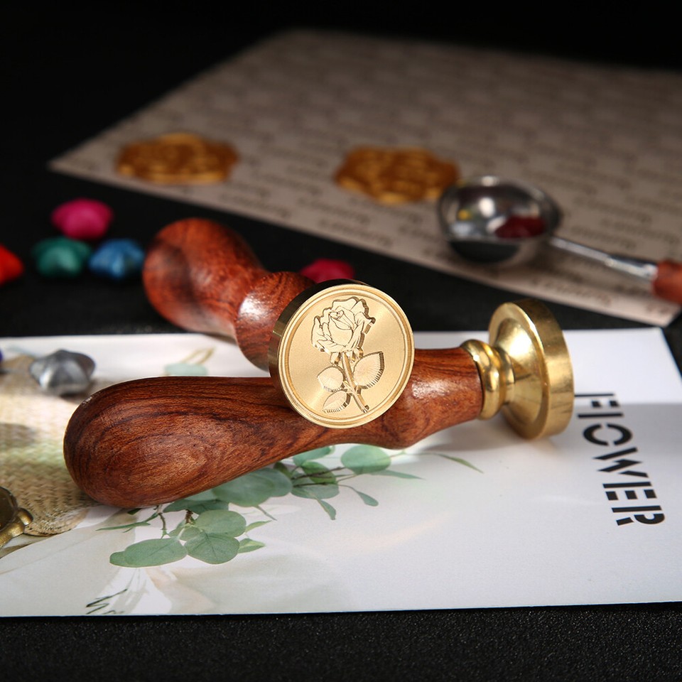 Rose Wax Seal Stamp DIY Vintage Wax Seal Stamp for Gift Packing Decor ...
