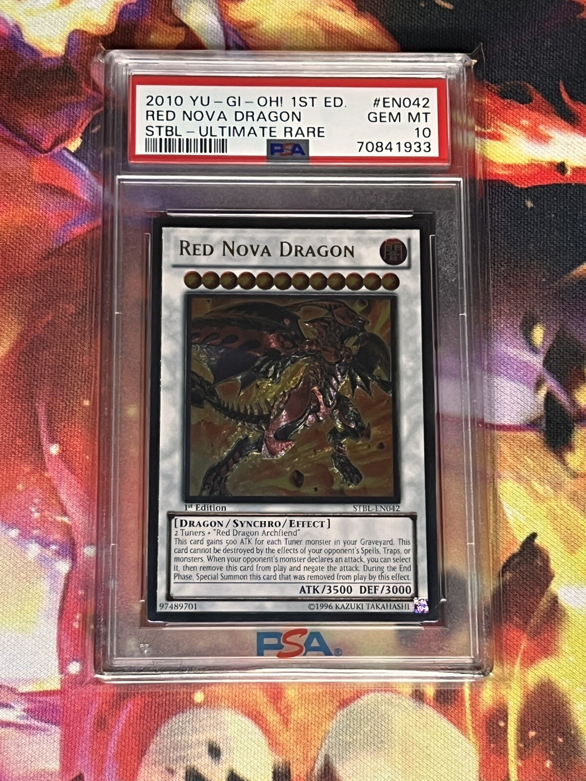 Yu-Gi-Oh Red Nova Dragon PSA 10 GEM MINT STBL-EN042 Ultimate Rare 1st ...