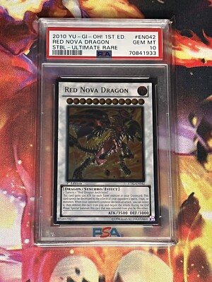 Yu-Gi-Oh Red Nova Dragon PSA 10 GEM MINT STBL-EN042 Ultimate Rare 1st ...