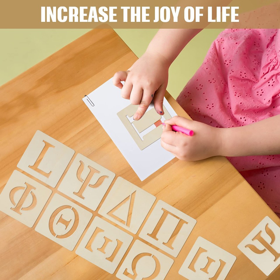 24 Pcs Greek Letter Stencils Greek Alphabet Stencils Wooden Greek ...