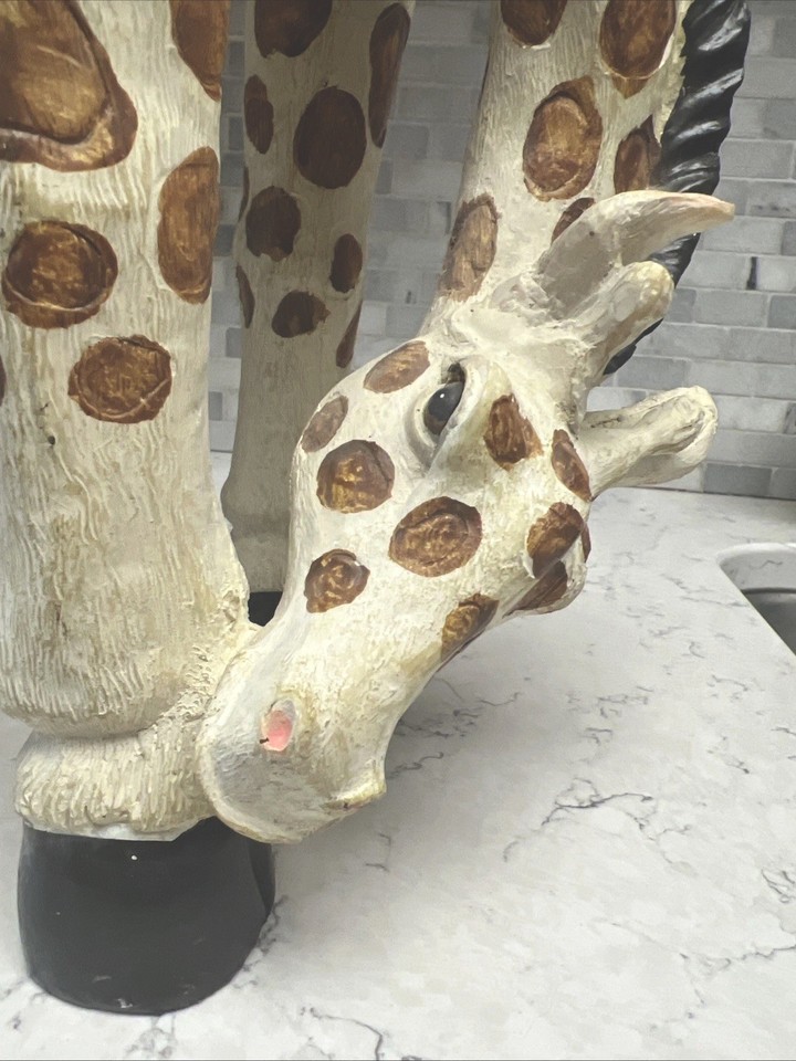 Giraffe Animal Plant Stand Safari Decor Flat Top Small Stool Side Table ...