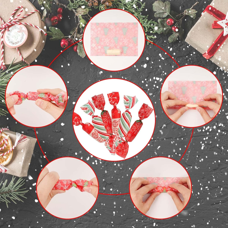1200 Pcs Christmas Candy Wrappers for Caramel, Greaseproof Candy Wax ...