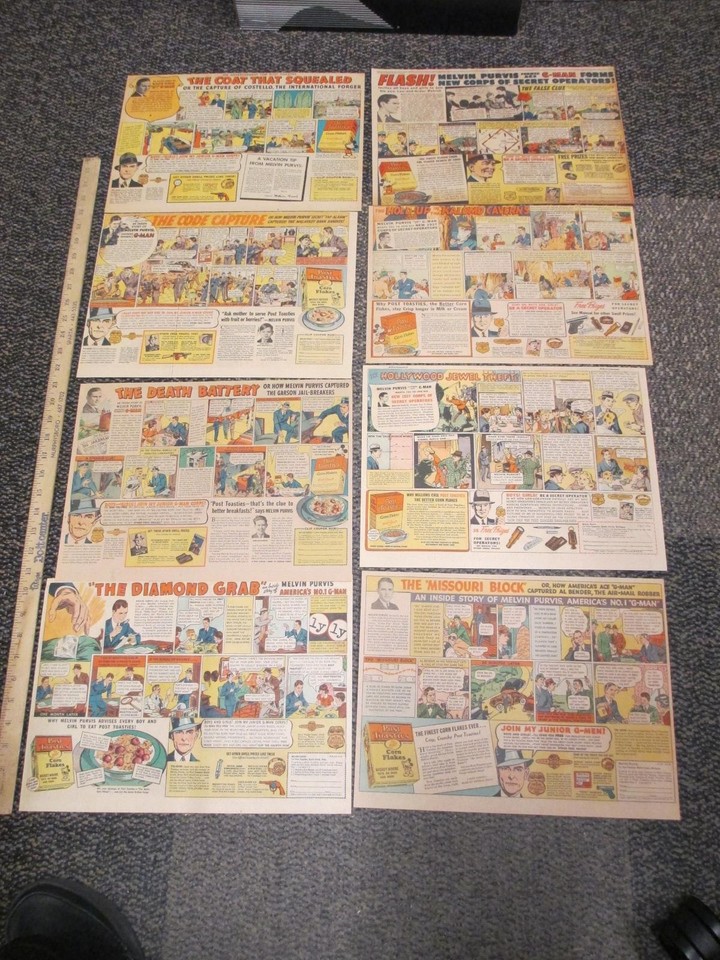 newspaper ad 1930s POST cereal box premium ring badge gun Melvin Purvis ...