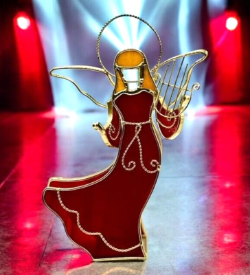 Stained Glass RED ANGEL 9" tall 3D | eBay