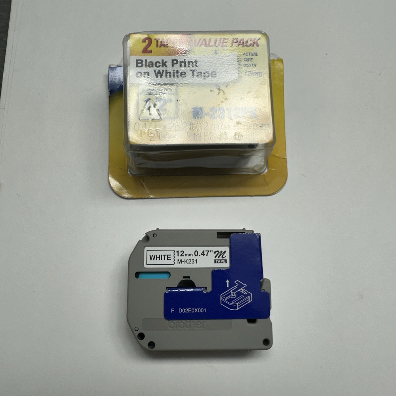 Brother P-touch M-2312PK Label Maker Tape 1/2" Black Print | eBay