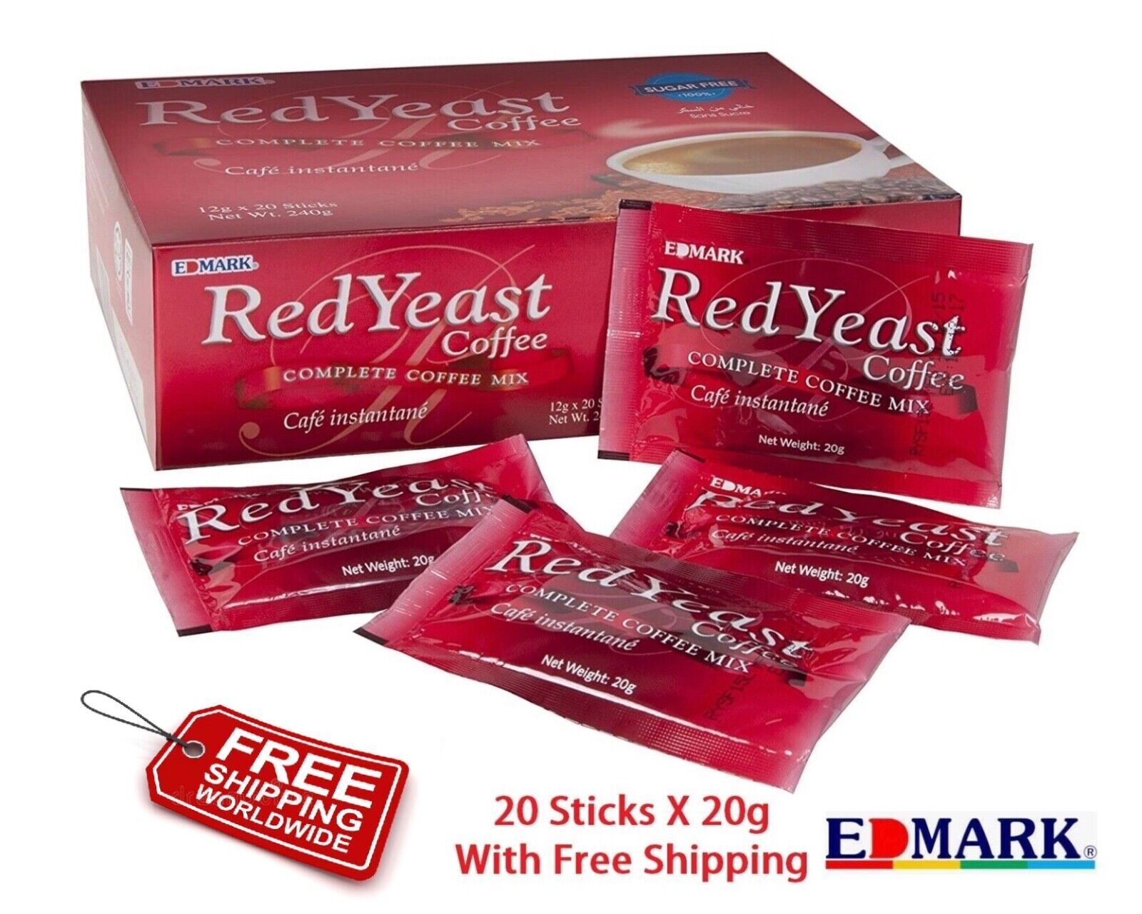 20X20g Edmark Red Yeast Coffee Improves Good Cholesterol Lowers Bad ...