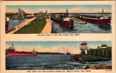 Soo MI-Michigan, Hay Lake Cut, Lookout Station, Vintage Postcard | eBay