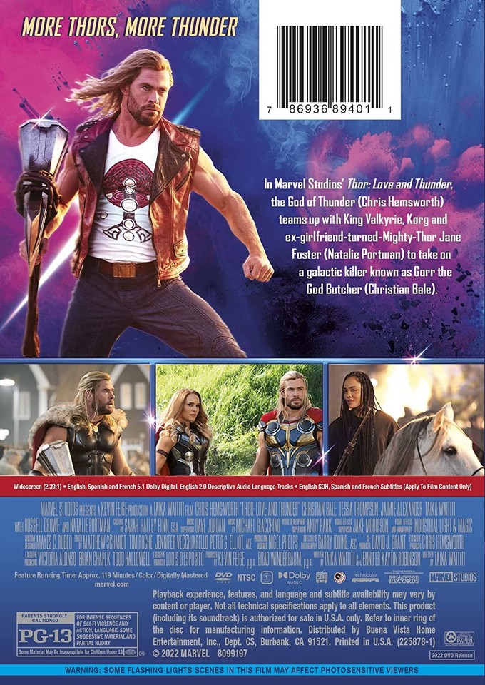 Thor: Love and Thunder Feature (DVD) Taika Waititi Christian Bale Karen ...