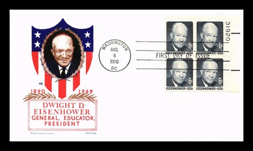 US COVER DWIGHT D EISENHOWER 6C FDC PLATE BLOCK JACKSON CACHET | eBay