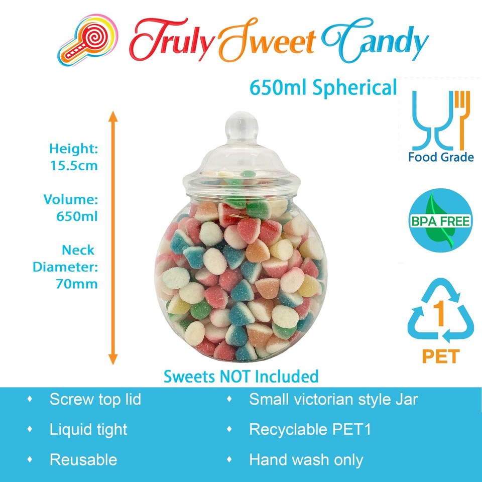 Plastic Sweet Storage Jars Victorian Style 12 Food Grade DIY Candy ...