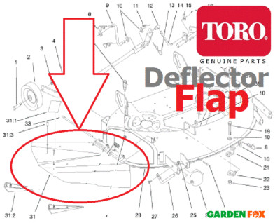 Genuine TORO 16-38HXL Mdl: 71227 22000001-22099999 GRASS DEFLECTOR FLAP ...