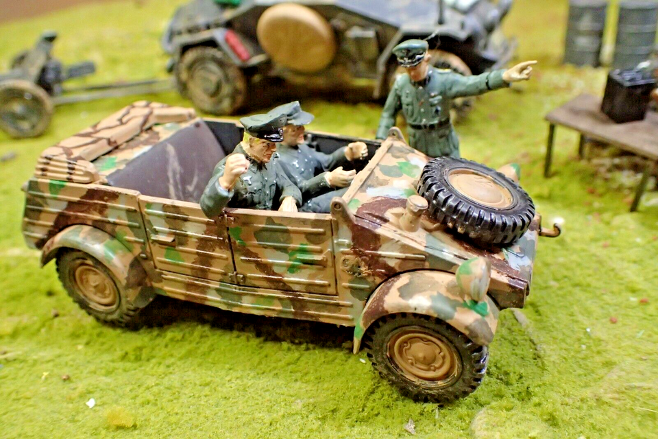 Built Painted Tamiya 1/35 German sdkfz 222, panther Wagen & infantry ...