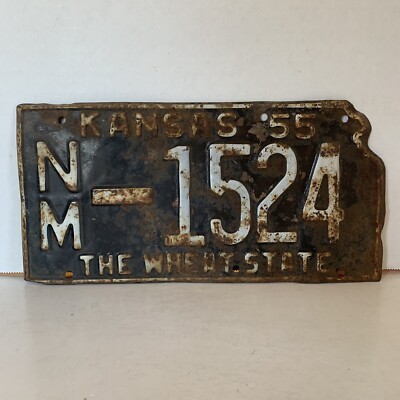 1955 Kansas License Plate 1524 Nemaha County NM Collector Man Cave ...