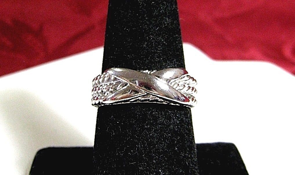 925 STERLING SILVER X CENTER ROPE STYLE RING BAND SIZ… - Gem