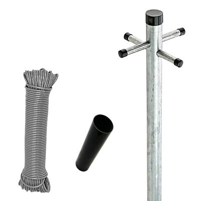 2.2M Washing Line Post Pole & Socket Clothes Post Dryer Galvanized ...