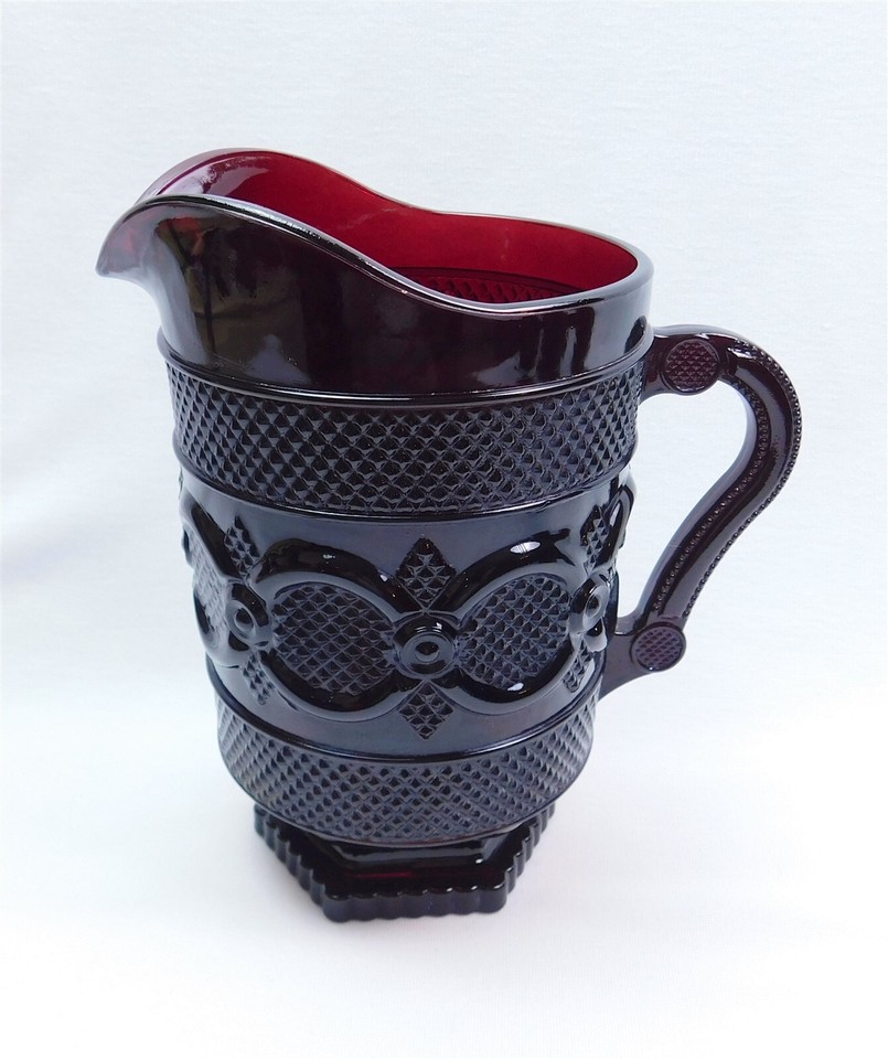 Avon Cape Cod Ruby Red Glass Pitcher and 4 Tumblers Set | eBay