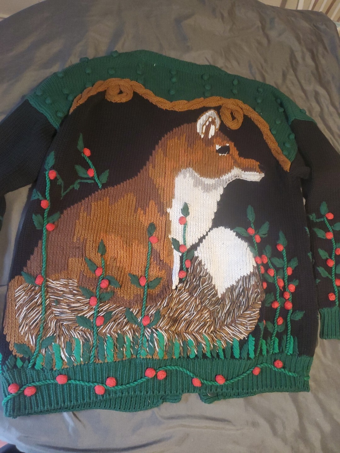 Vintage 90's Lisa Coufal Chunky Fox Hunting Sweater C… - Gem