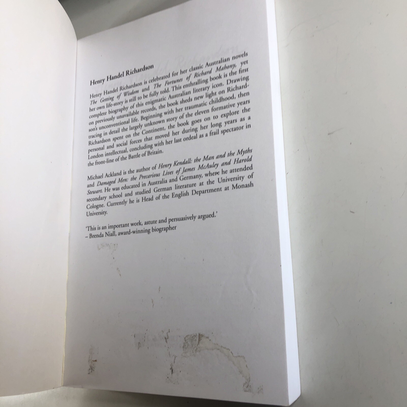 Henry Handel Richardson: A Life by Michael Ackland Biography Paperback ...