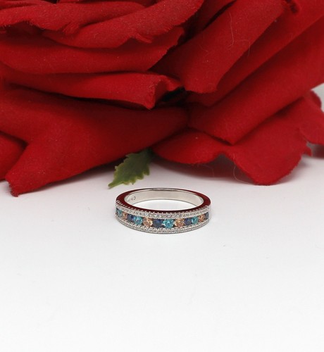 Sterling Silver JTV Pastel Cubic Zirconia Band NWOT Ring Size 9 4.36g ...