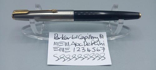 Vintage Parker 61 Capillary Fountain Pen Black GP Trim Lustraloy Cap GC ...