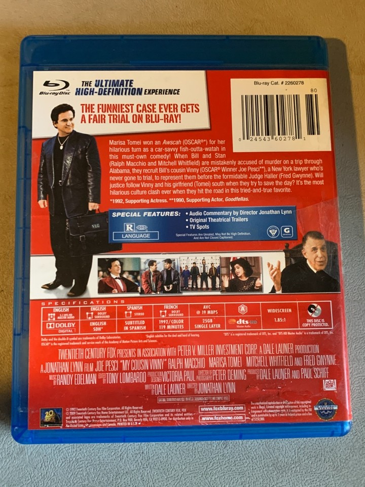My Cousin Vinny Blu-ray 1992 Comedy Joe Pesci Marisa Tomei | eBay