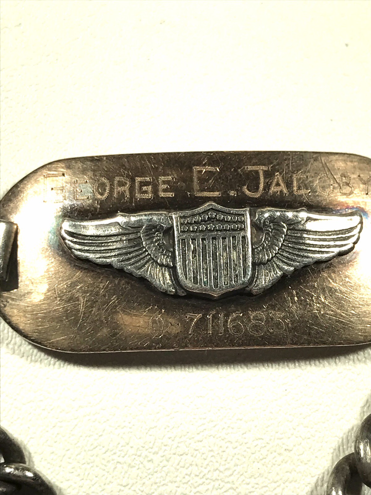 WWII ID BRACELET AIR CORPS 1/20 10K GOLD STERLING SILVER GEORGE C ...
