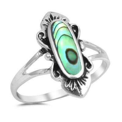 Ring Genuine Sterling Silver 925 Abalone Jewelry Gift Face Height 19 mm ...