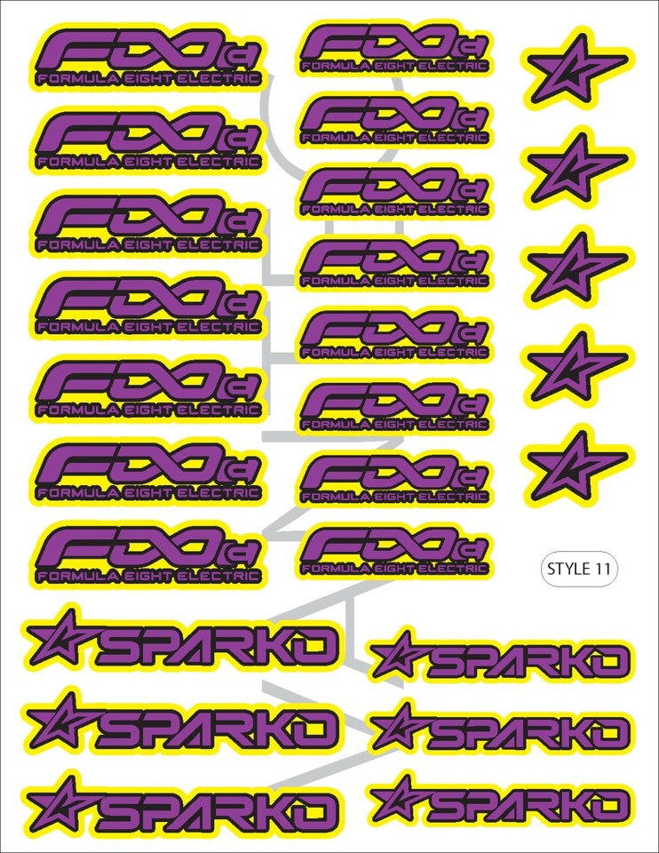 Sparko RC Racing F8e Sticker Decal Electric Buggy Nitro Cars truck F8e ...