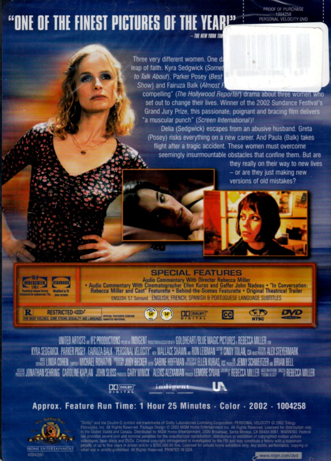 NEW DVD- PERSONAL VELOCITY - Fairuza Balk, Parker Posey, Kyra Sedgwick ...