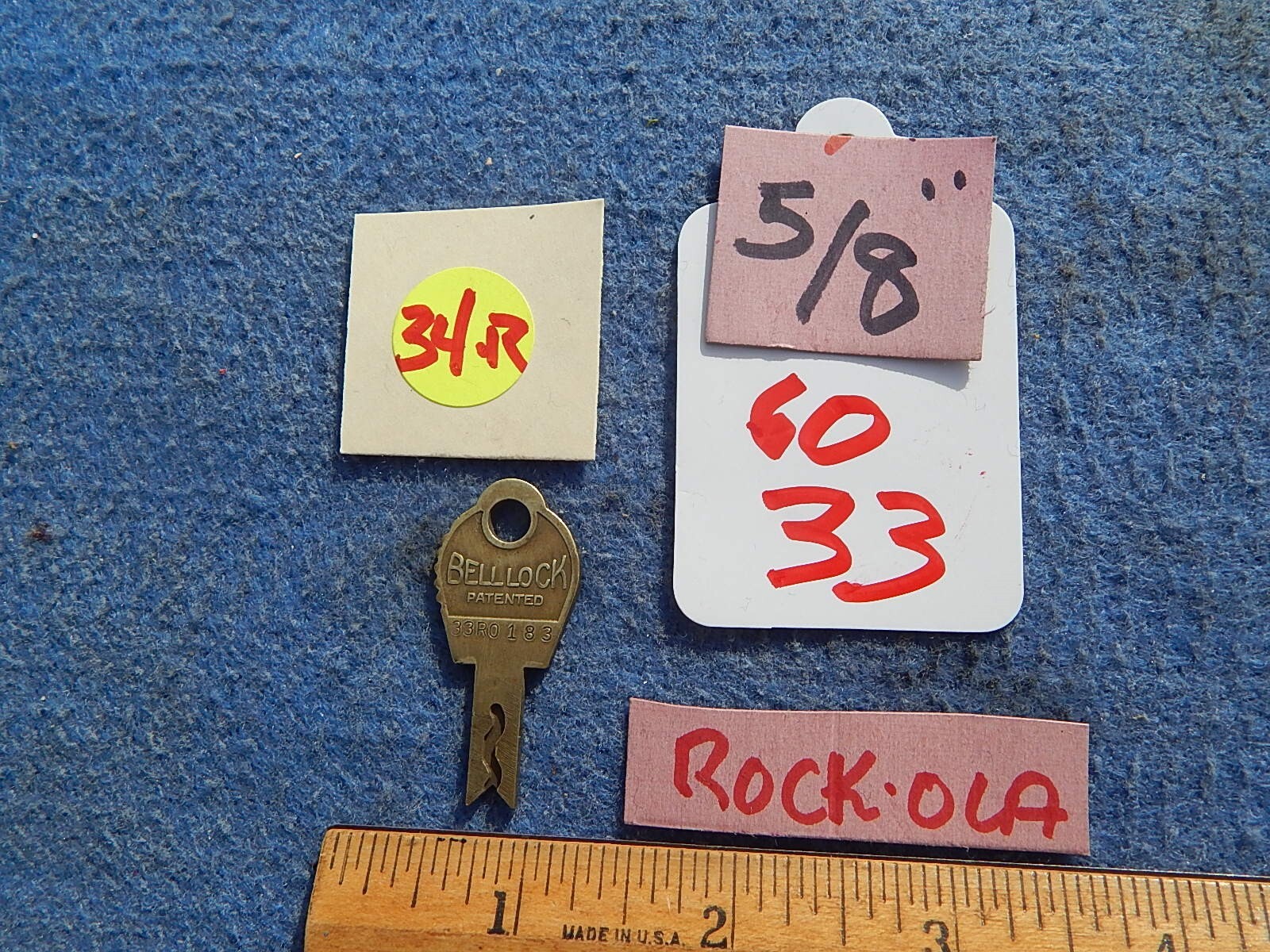 1940-1942 Rock-ola Key for 5/8 inch lock - Bell Lock 33 RO 183 | eBay