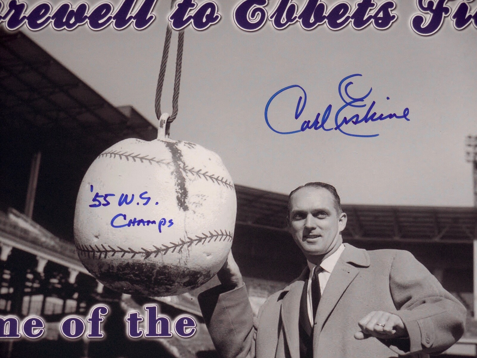 CARL ERSKINE AUTOGRAPHED 16x20 PHOTO (BROOKLYN DODGERS) - EBBETS FIELD ...