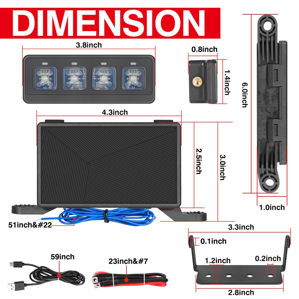 4 Gang Switch Panel Auxiliary Circuit Control Relay System Pickup Truck ...